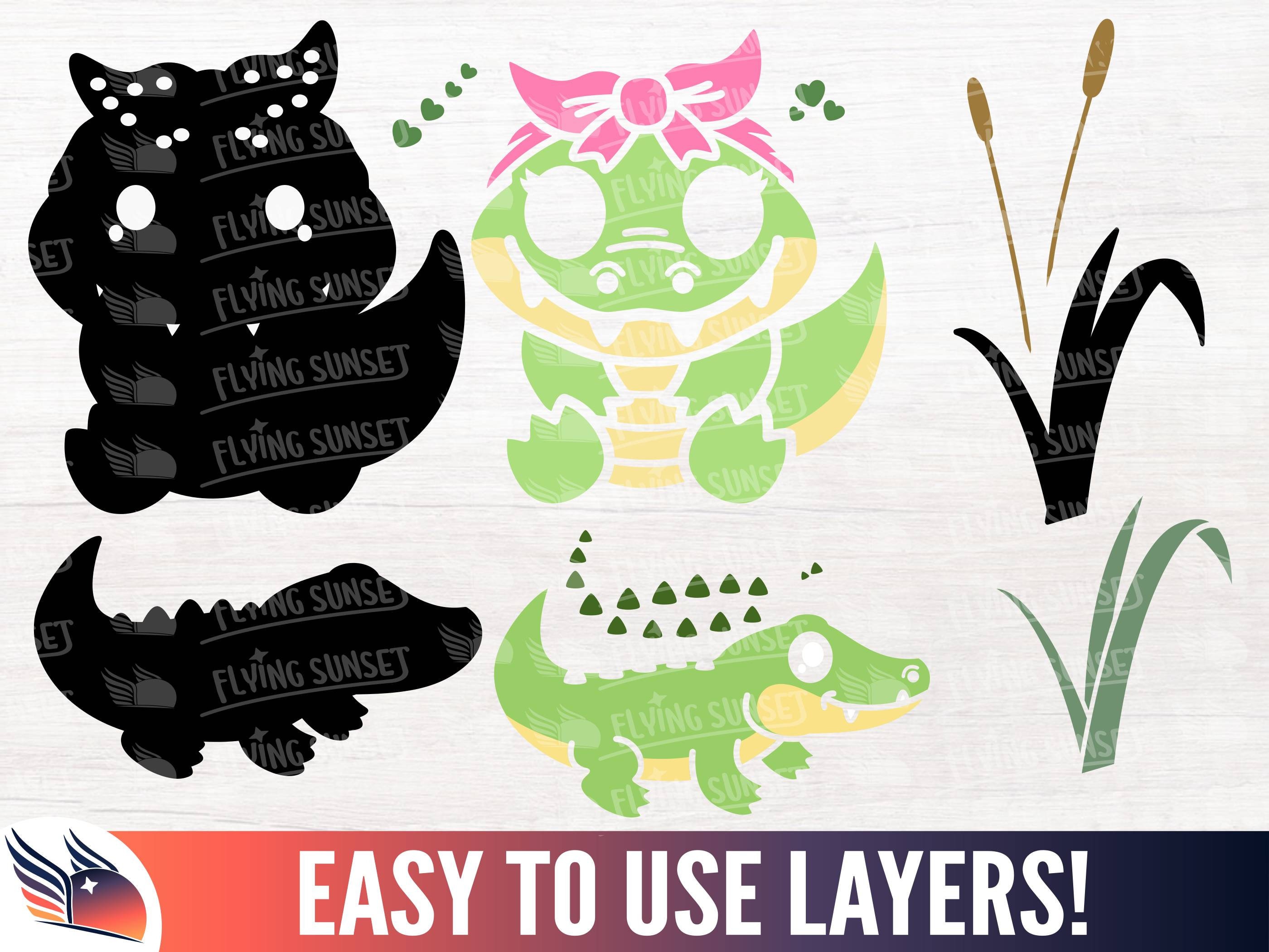 Cute Alligator SVG, Baby Crocodile PNG, Kawaii Gator Clipart, Cricut ...
