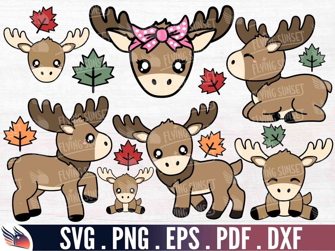 Cute Moose SVG Baby Moose Svg Moose Clipart Kawaii Moose - Etsy