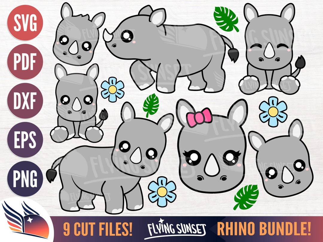 Cute Rhino SVG Baby Rhinoceros Clipart Layered Cricut Cut - Etsy