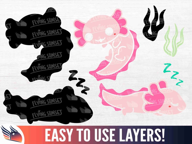 Axolotl SVG Bundle Clipart, Layered Axolotl Cut File for Cricut, Kawaii ...