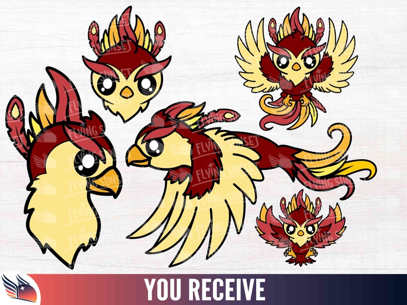 Cute Phoenix SVG PNG Bundle, Firebird Clipart, Layered Cricut Cut File ...