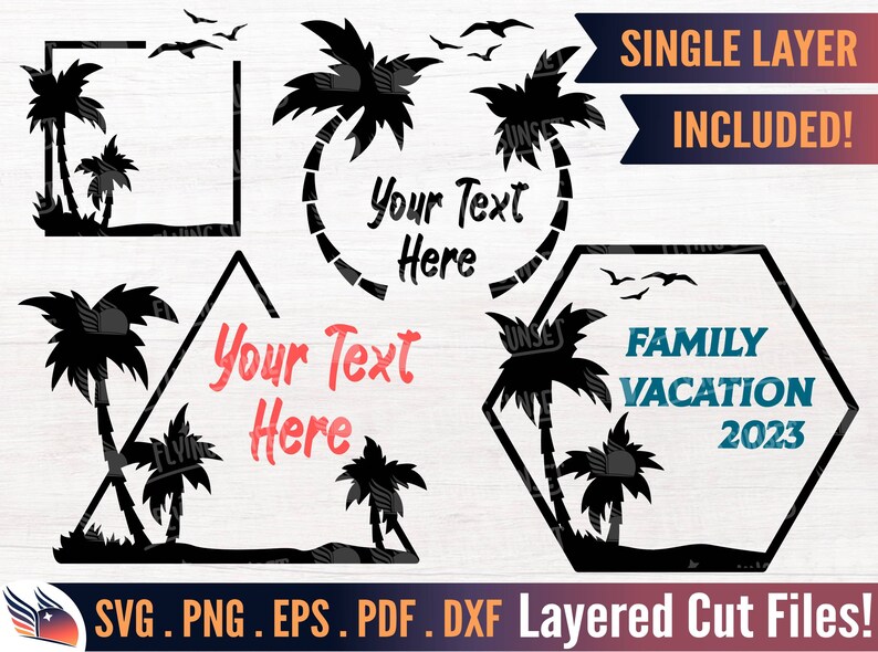 Beach Sunsets SVG Bundle, Palm Tree Frame Download, Summer Shirt Border ...
