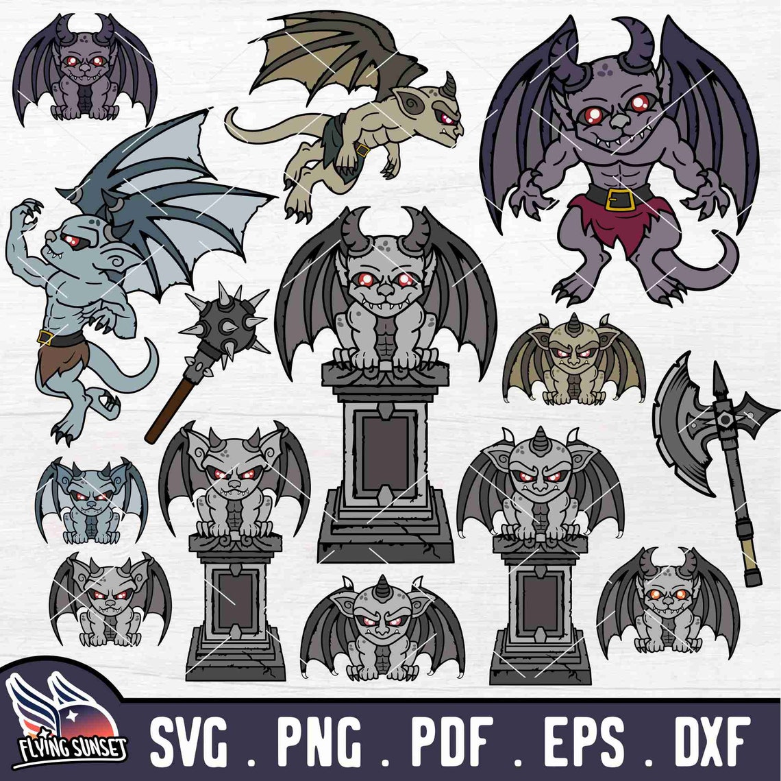 Cute Gargoyle SVG, Gargoyle Clip Art, Demon Statue Cricut Cut File ...