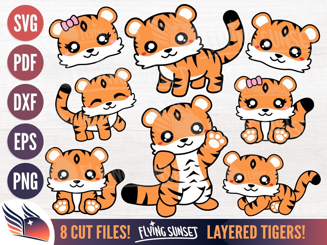 Baby Tiger SVG Cute Tiger Clipart Sweet Tiger Cut File - Etsy