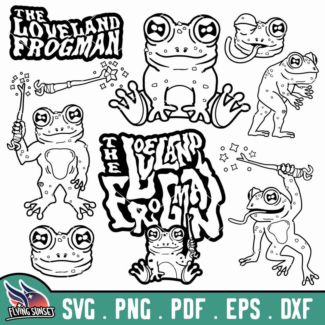 Loveland Frogman Outline SVG, Cute Frogman Clip Art, Frogman Coloring ...