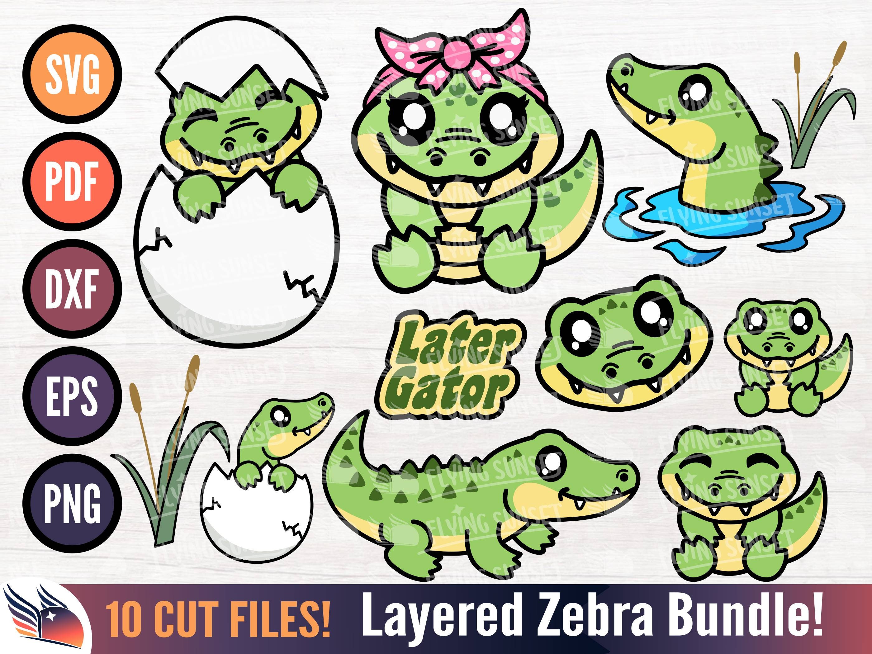 Cute Alligator SVG Baby Crocodile PNG Kawaii Gator Clipart - Etsy UK
