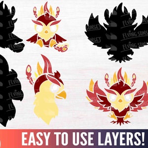 Cute Phoenix SVG PNG Bundle, Firebird Clipart, Layered Cricut Cut File ...