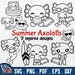 Summer Axolotl Outline Clipart SVG, Cute Axolotl Beach Party PNG ...
