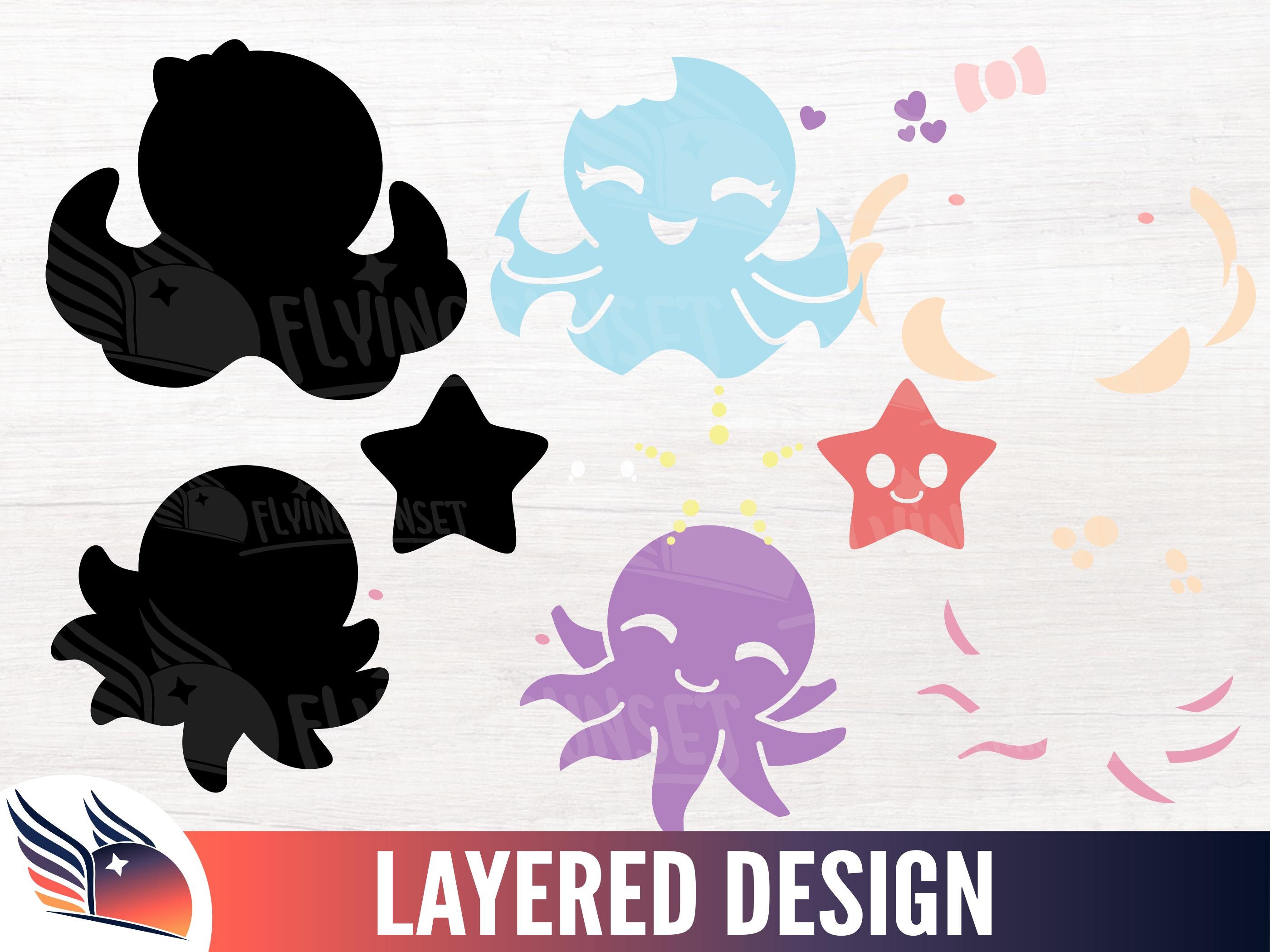 Cute Octopus SVG, Baby Octopus Clipart, Kawaii Octopus Cut File for ...