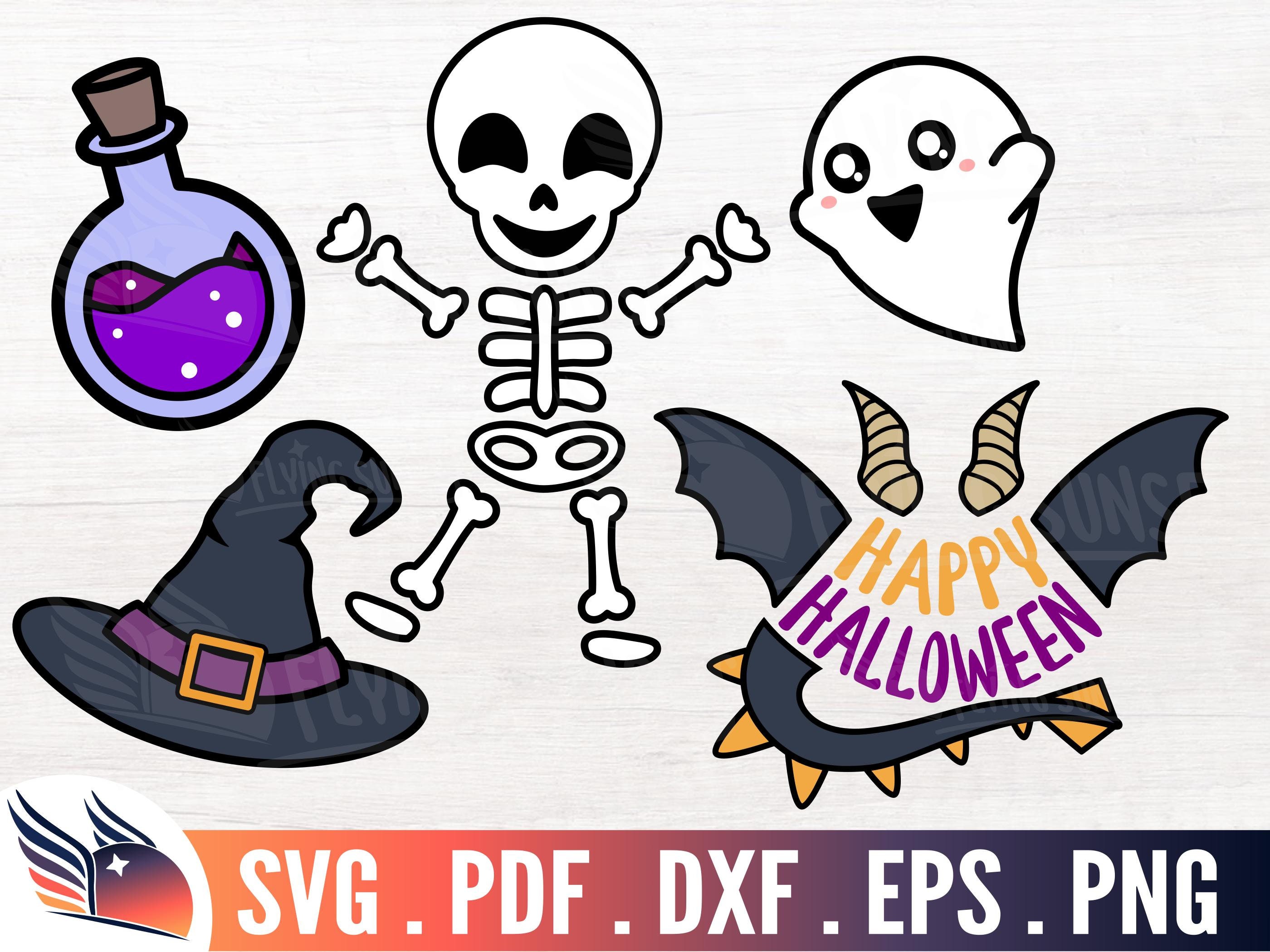 Cute Halloween SVG Halloween Clipart Bundle Kawaii Halloween - Etsy
