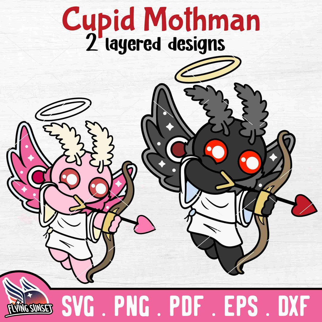 Cupid Mothman SVG, Valentines Day Cryptid Clipart, Mothman Love PNG ...