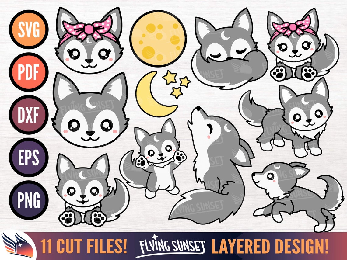 Baby Wolf SVG PNG, Cute Wolf Cut File Cricut, Woodland Animal Onesie ...