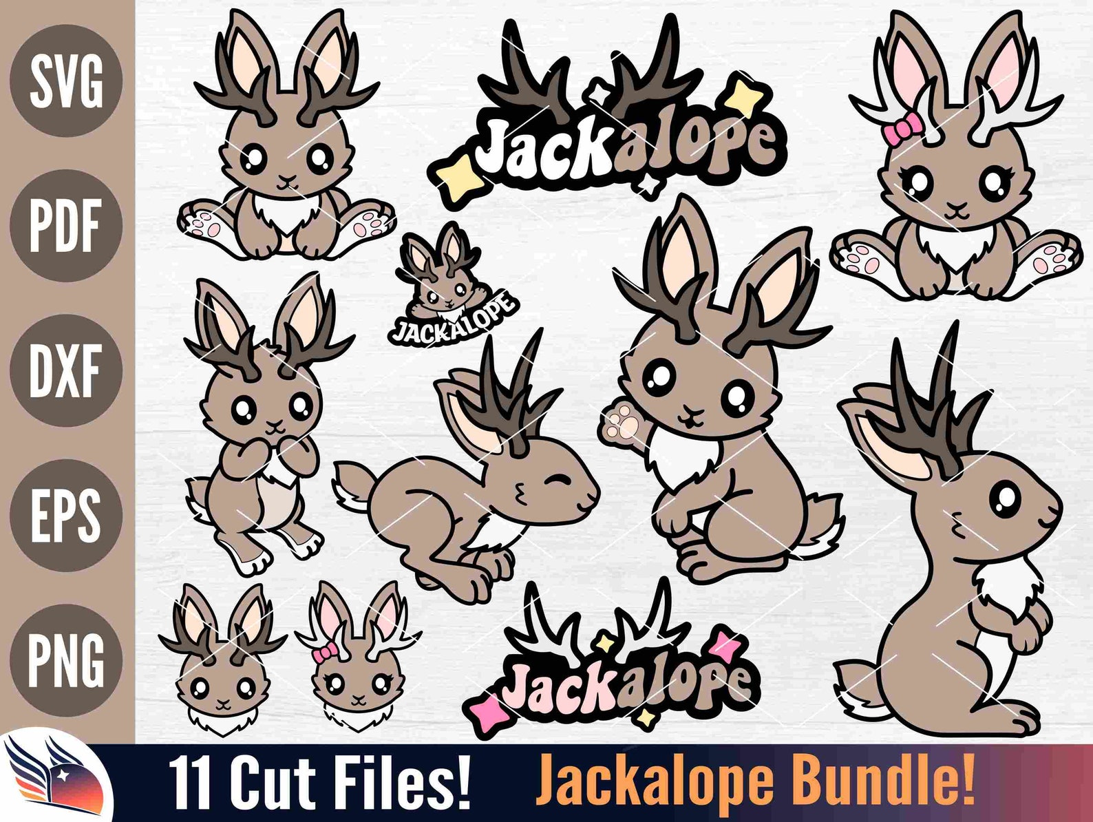 Jackalope Clipart, Cute Cryptid SVG Cut File, Cricut Vector Design ...