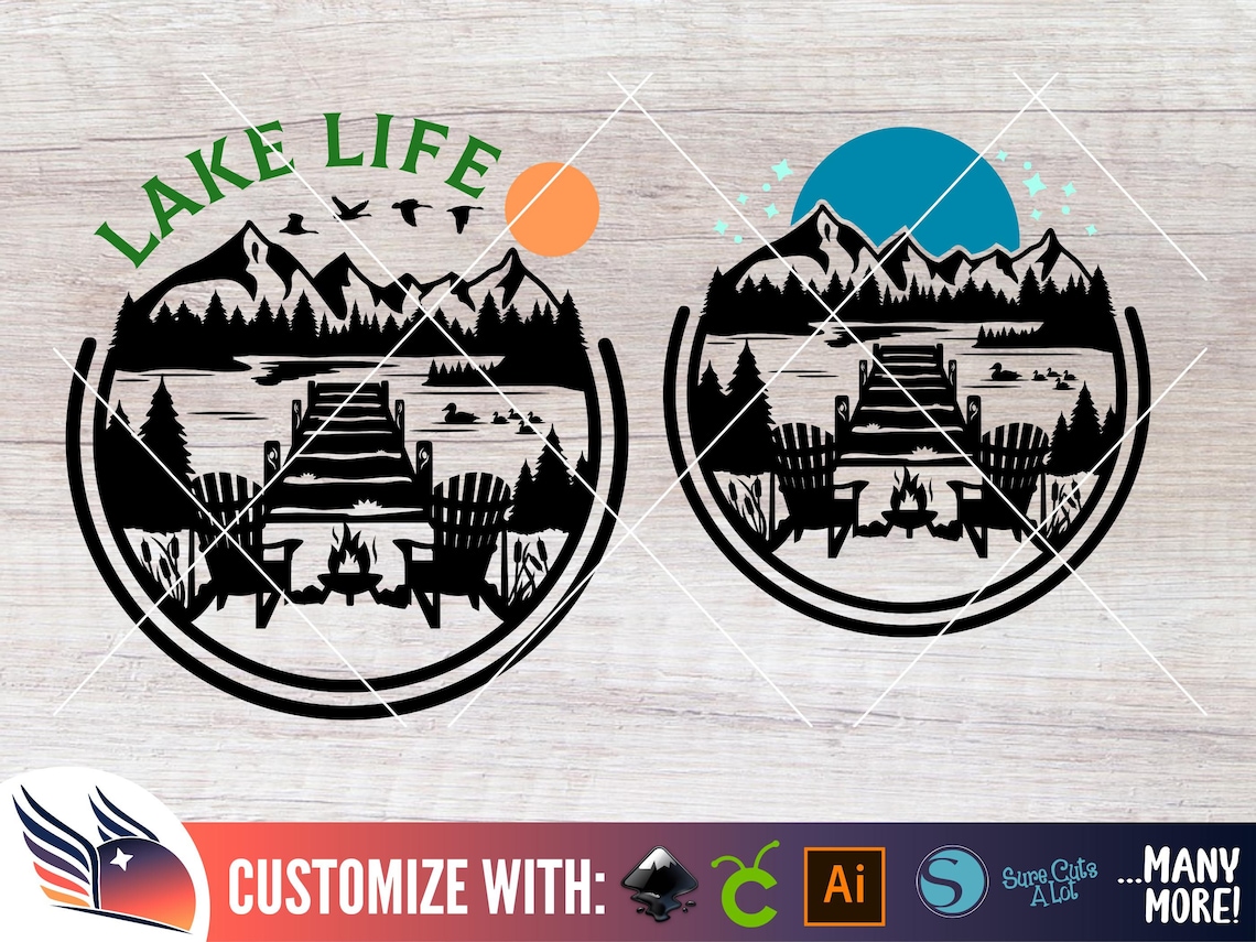 Lake Scene SVG, Lake Life Svg, Mountain Landscape, Forest Cut File ...