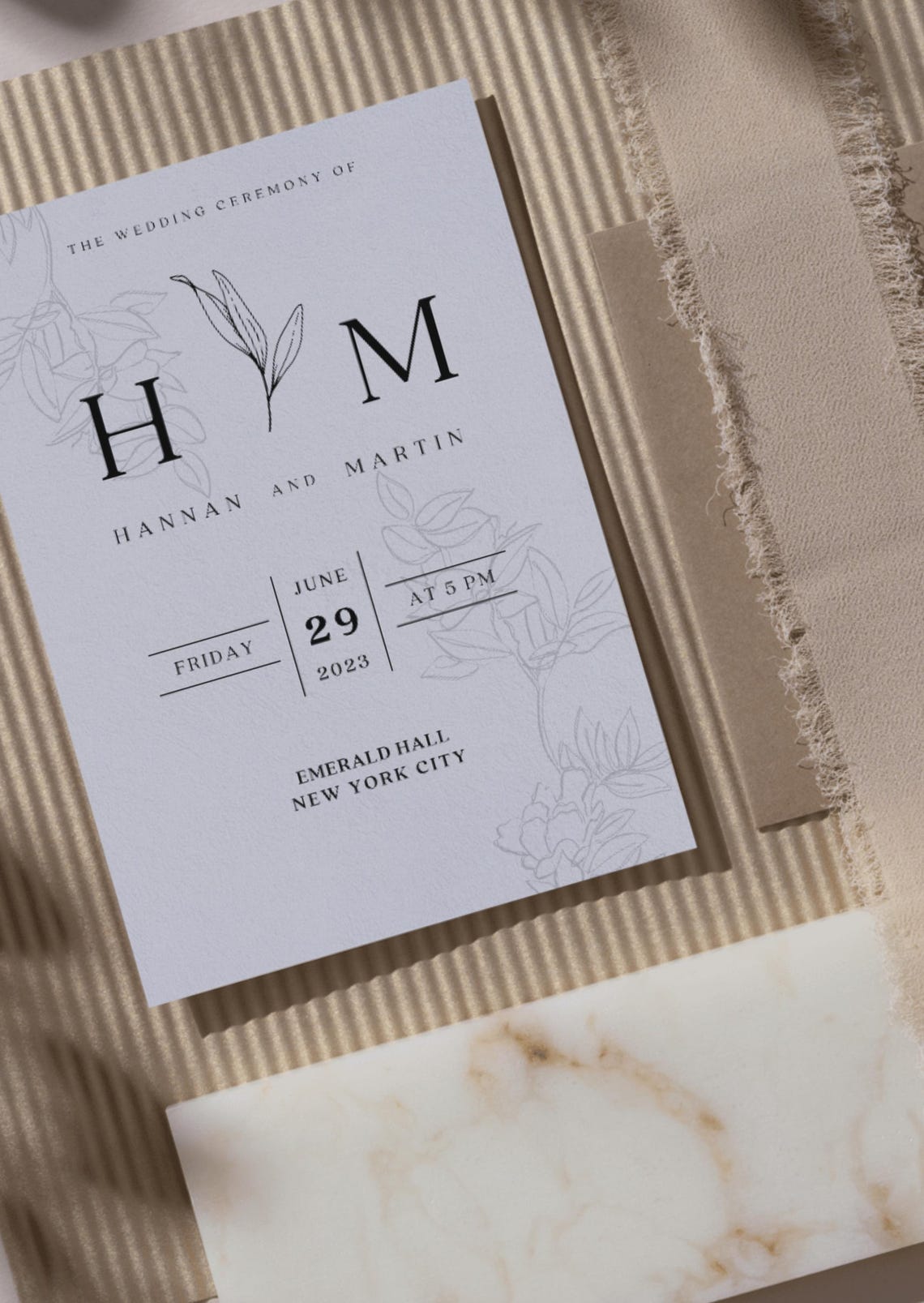 Elegant Minimalist Printable Wedding Invitation Card - Customizable ...