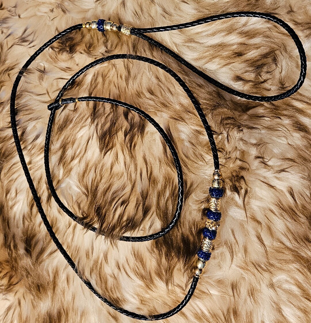 Black/blue Braided Leather Toy Dog Show Slip Lead With Gold Bling 36 - Etsy