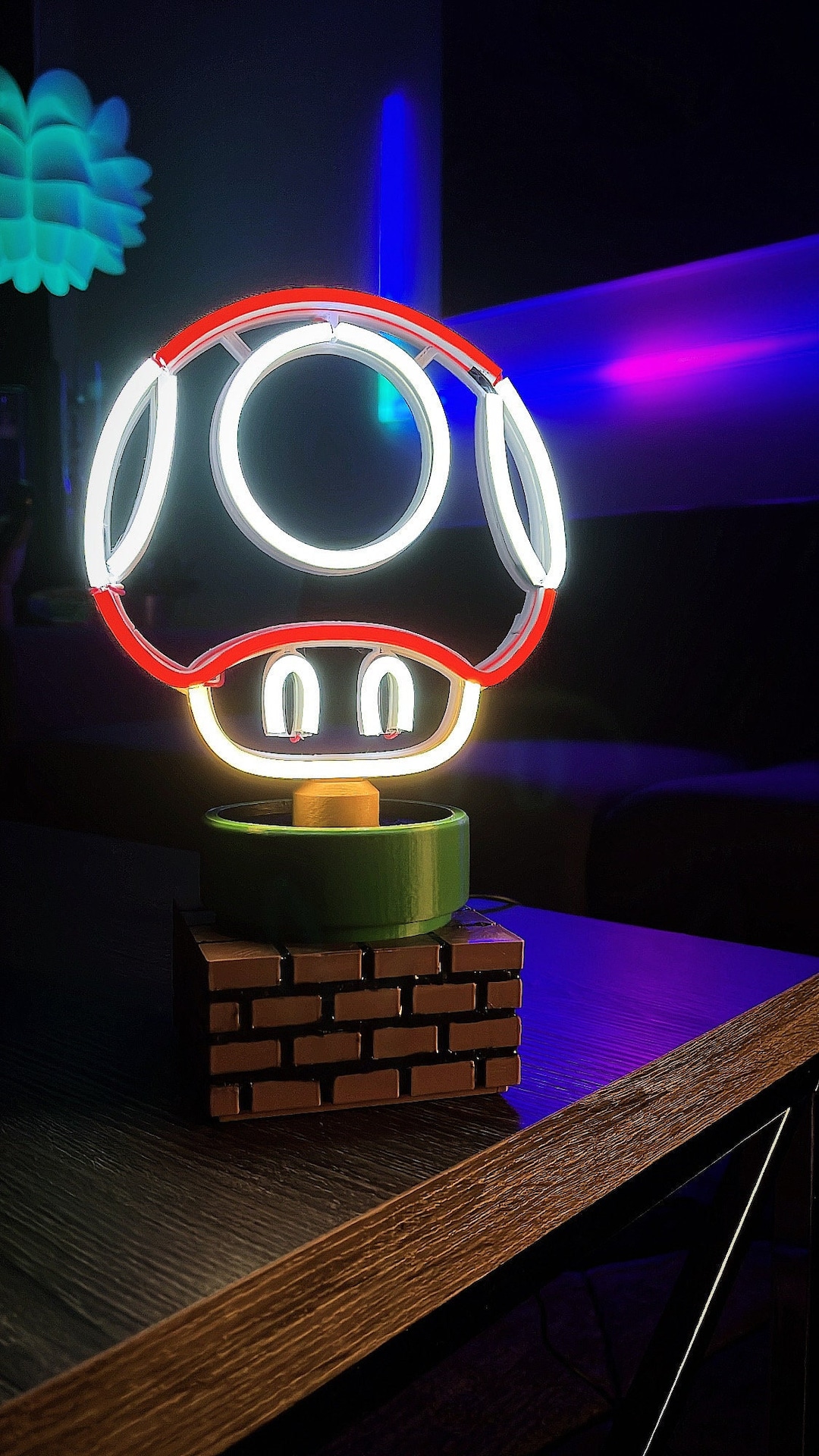Super Mario Mushroom Power-up Desktop LED Neon Sign - Etsy