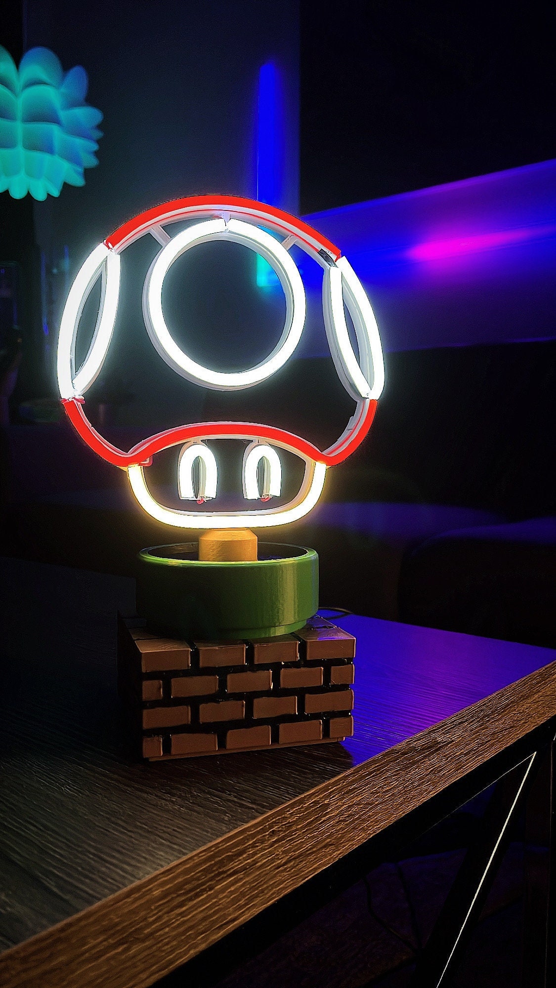 Super Mario Mushroom Power-up Desktop LED Neon Sign - Etsy
