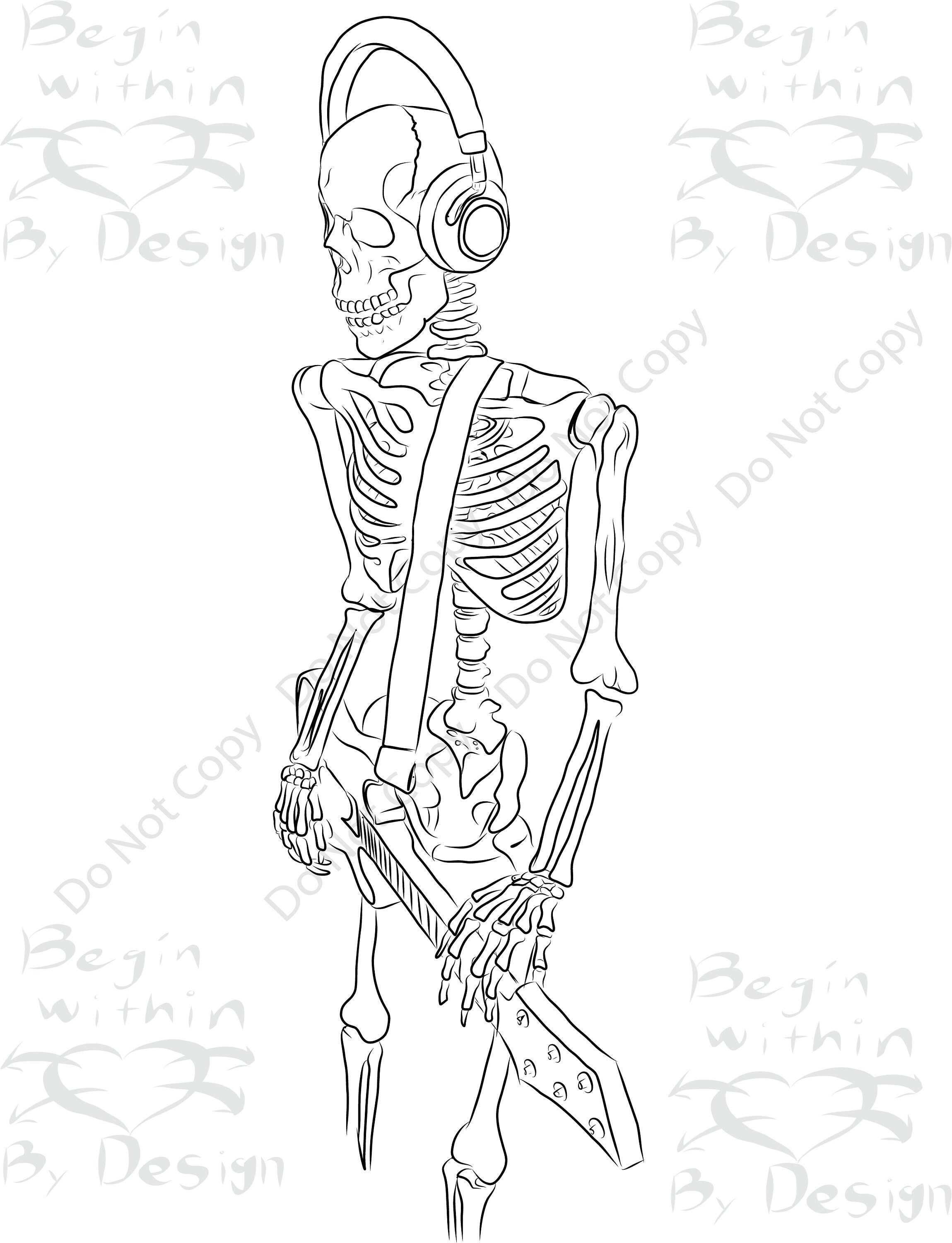Rock N Roll Skeleton With Guitar - Etsy