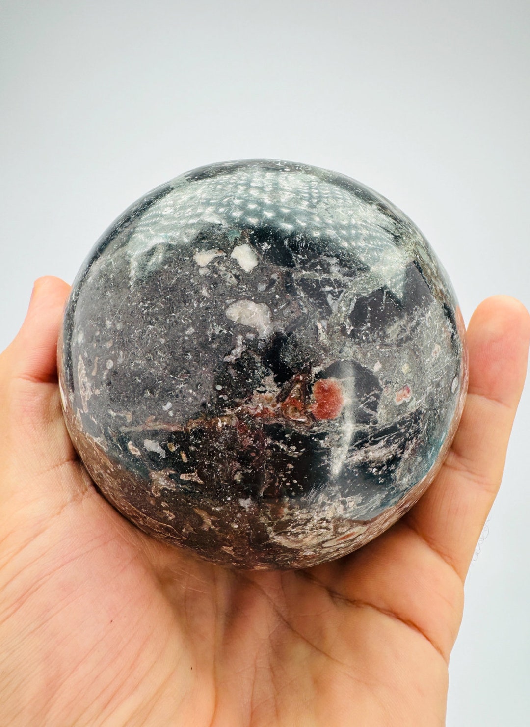 Beautiful Rare Big Black Larimar Sphere With Base,black Larimar,healing ...