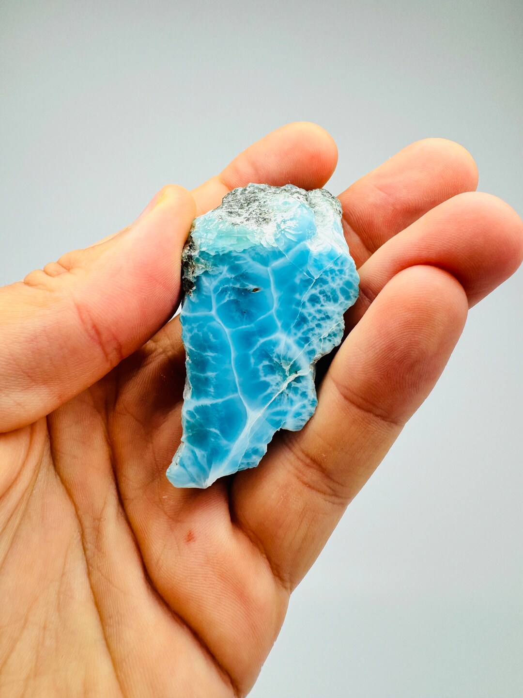 Spectacular Super Blue Larimar Slab With Copper,fractal Larimar ...