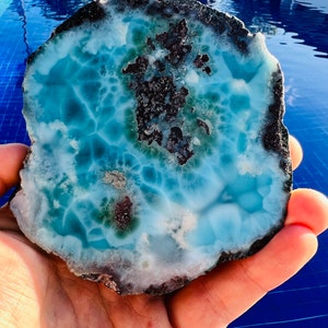 Big Rare Super Blue Larimar Geode,larimar Sphere,aaa Larimar,meditation ...