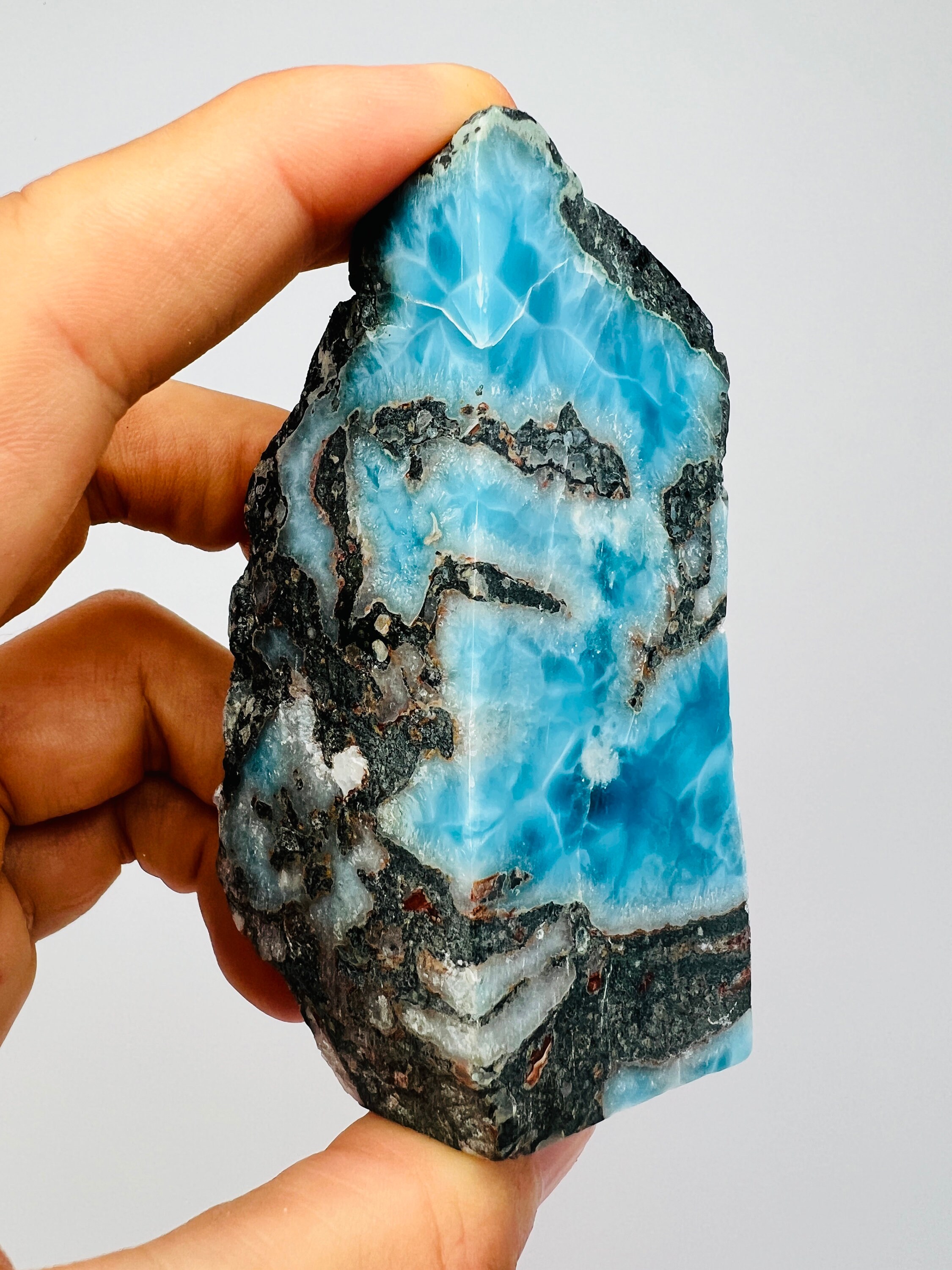 Stunning Super Blue Larimar Art Slab With Copperaaa - Etsy