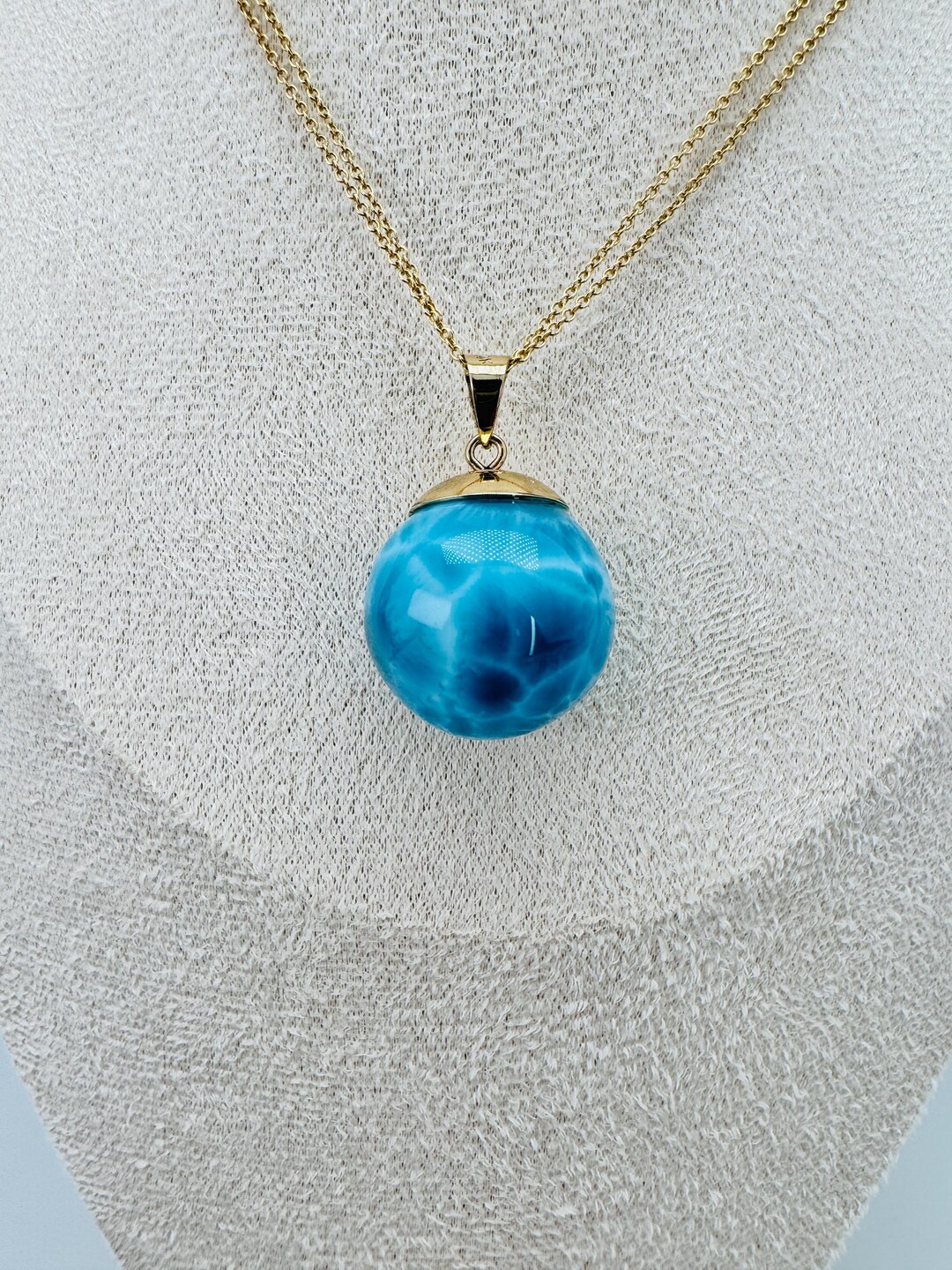 Exclusive Larimar Azure Gold Pendant - Perfect Sphere,super Blue ...