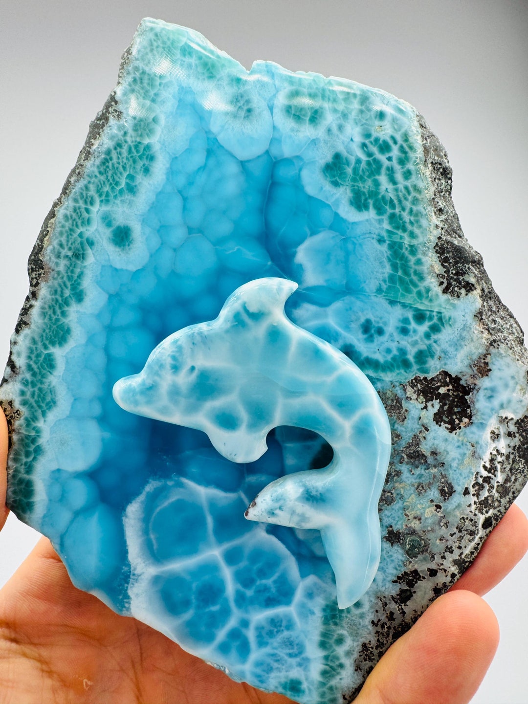 Big Larimar Dolphin "ocean Buddy",aaa Larimar,larimar Carving,healing ...