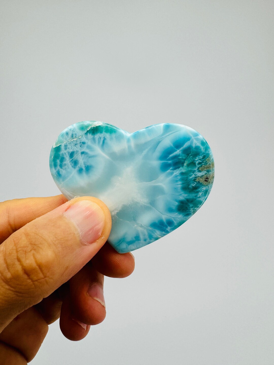 Big Super Blue Larimar Heart,aaa Larimar,meditation Stone,stone Heart ...