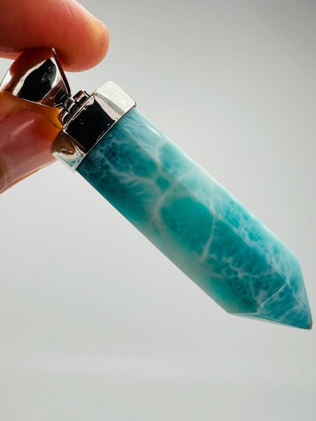 Exclusive Fractal Larimar Tower Pendant,aaa Larimar,larimar Jewelry ...