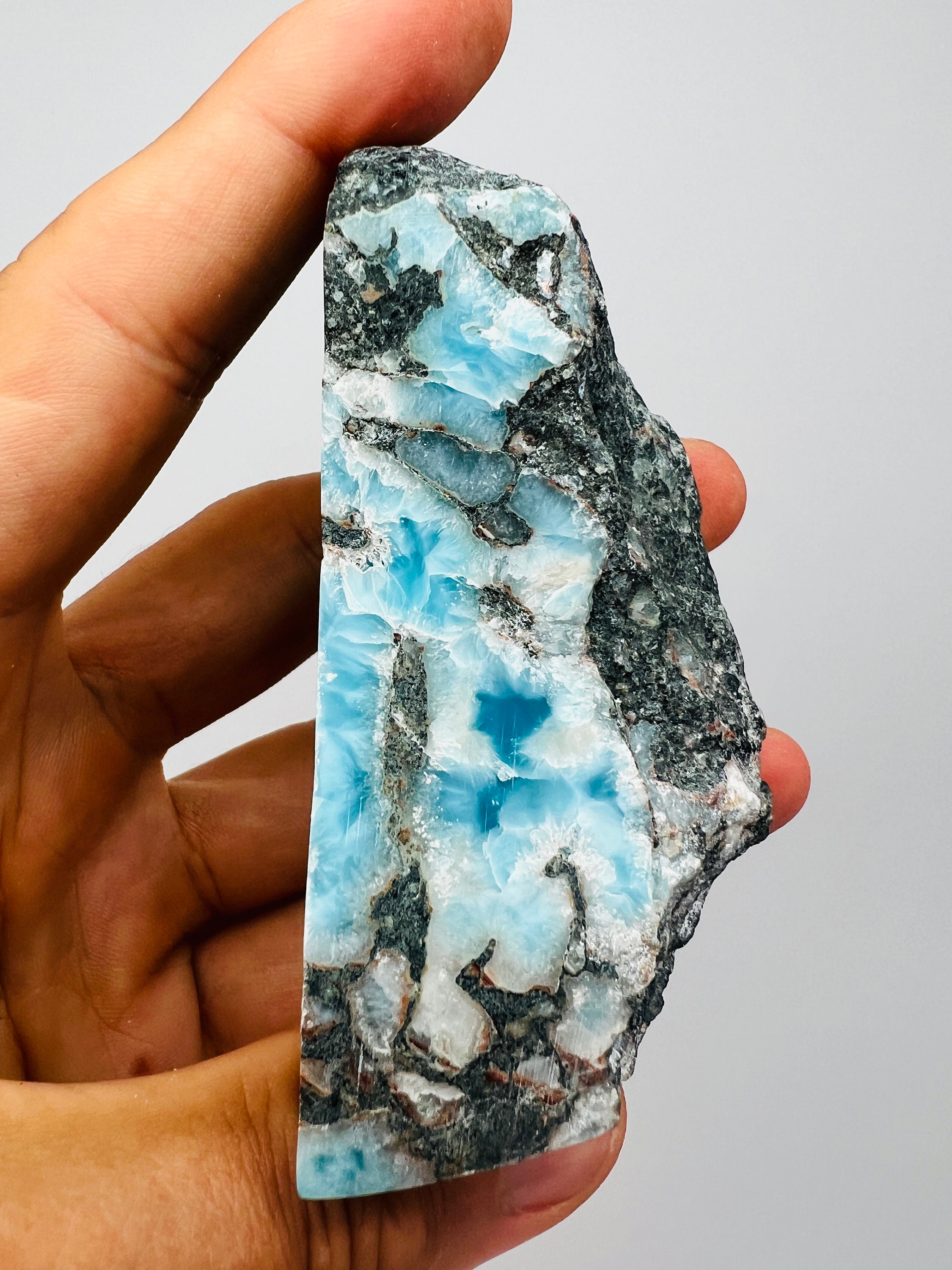 Stunning Super Blue Larimar Art Slab With Copperaaa - Etsy