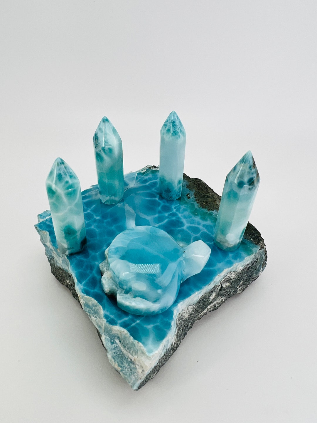 Larimar Big Towers With a Turtle Set 4,AAA Larimar,larimar Turtle,larimar Tower,larimar Obelisk ...
