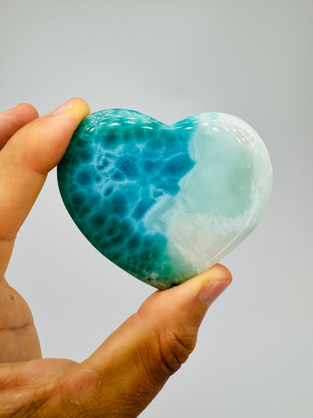 Amazing Big Super Blue and Green Larimar Heart,aaa Larimar,meditation ...