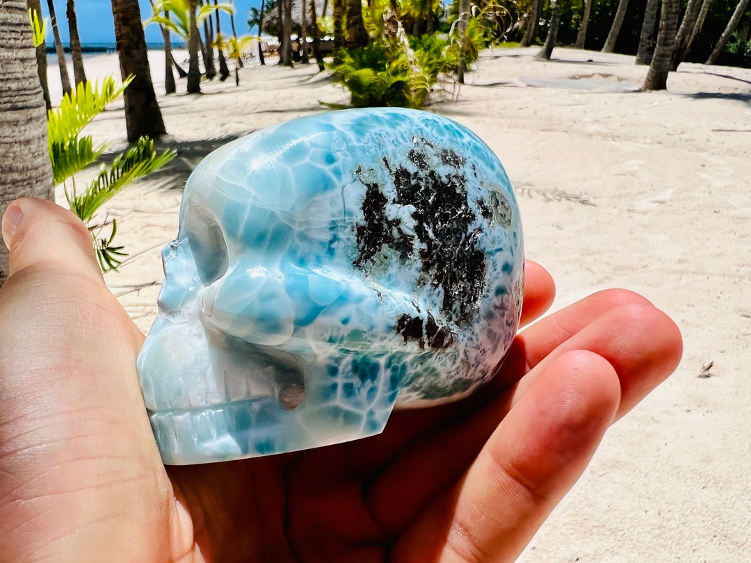 Larimar Skull,aaa Larimar,meditation Stone,larimar Stone,natural ...