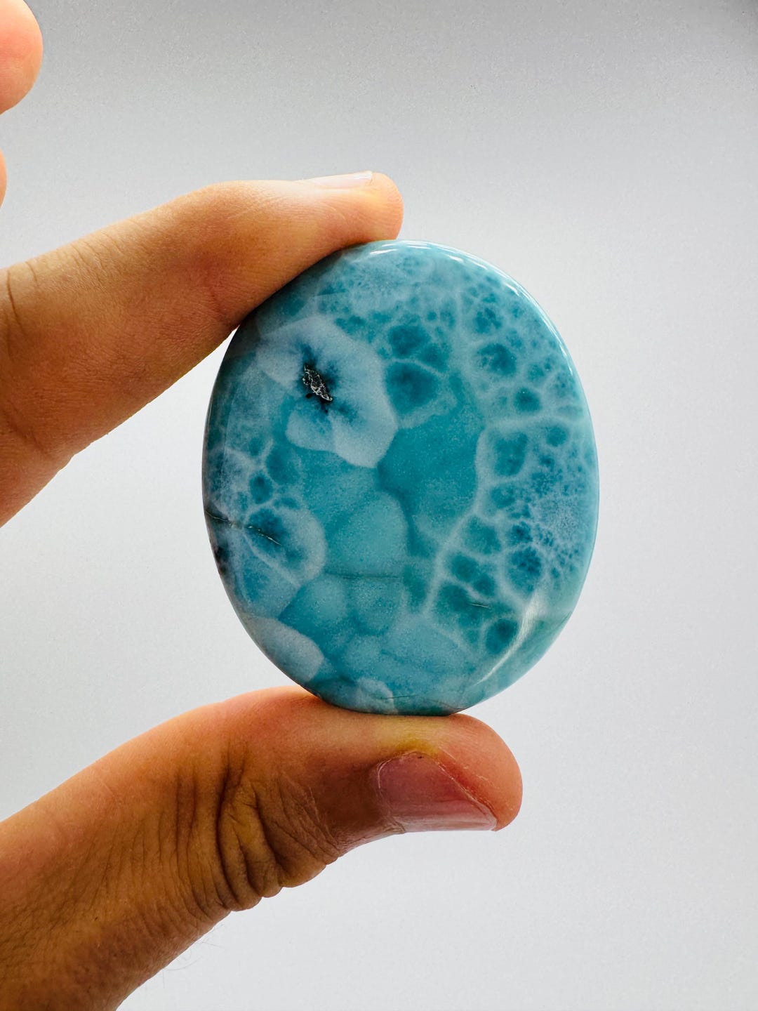 Wonderful Larimar Palm Stone,aaa Larimar,fractal Larimar,meditation ...