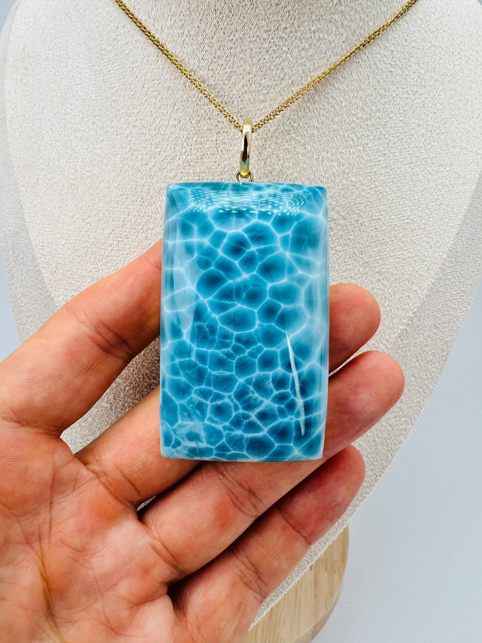 Super Blue Larimar 14K Gold Pendant – Custom-made for You | One-of-a ...