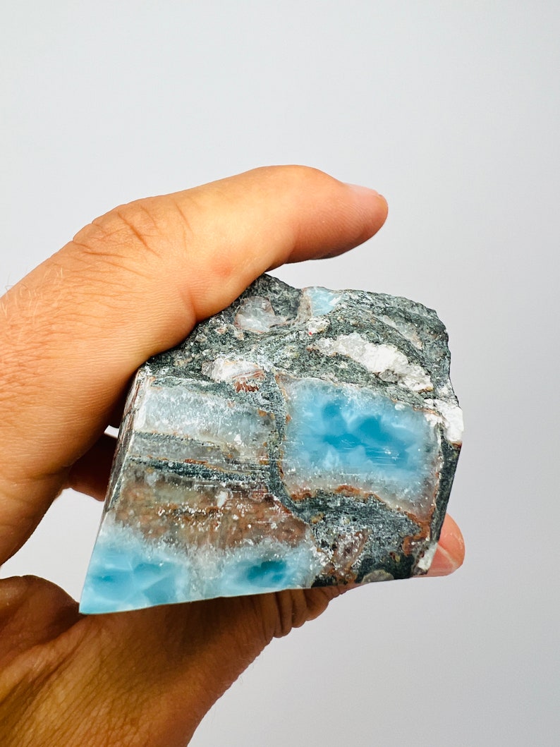 Stunning Super Blue Larimar Art Slab With Copperaaa - Etsy