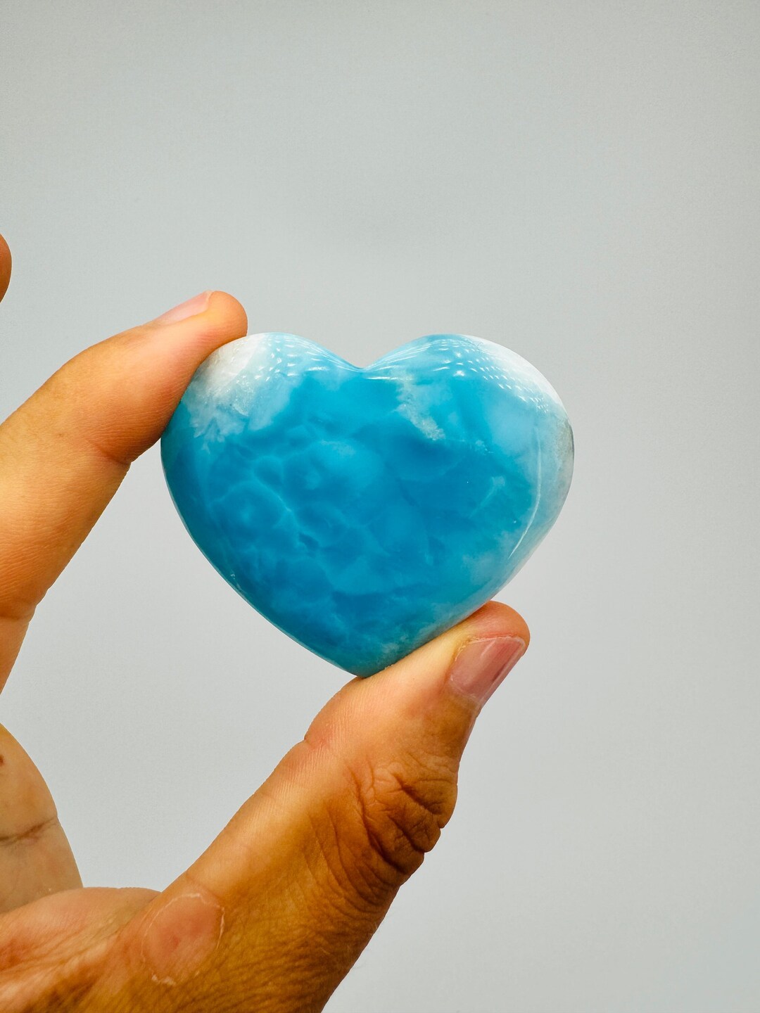 Big Super Blue Larimar Heart,aaa Larimar,meditation Stone,stone Heart ...