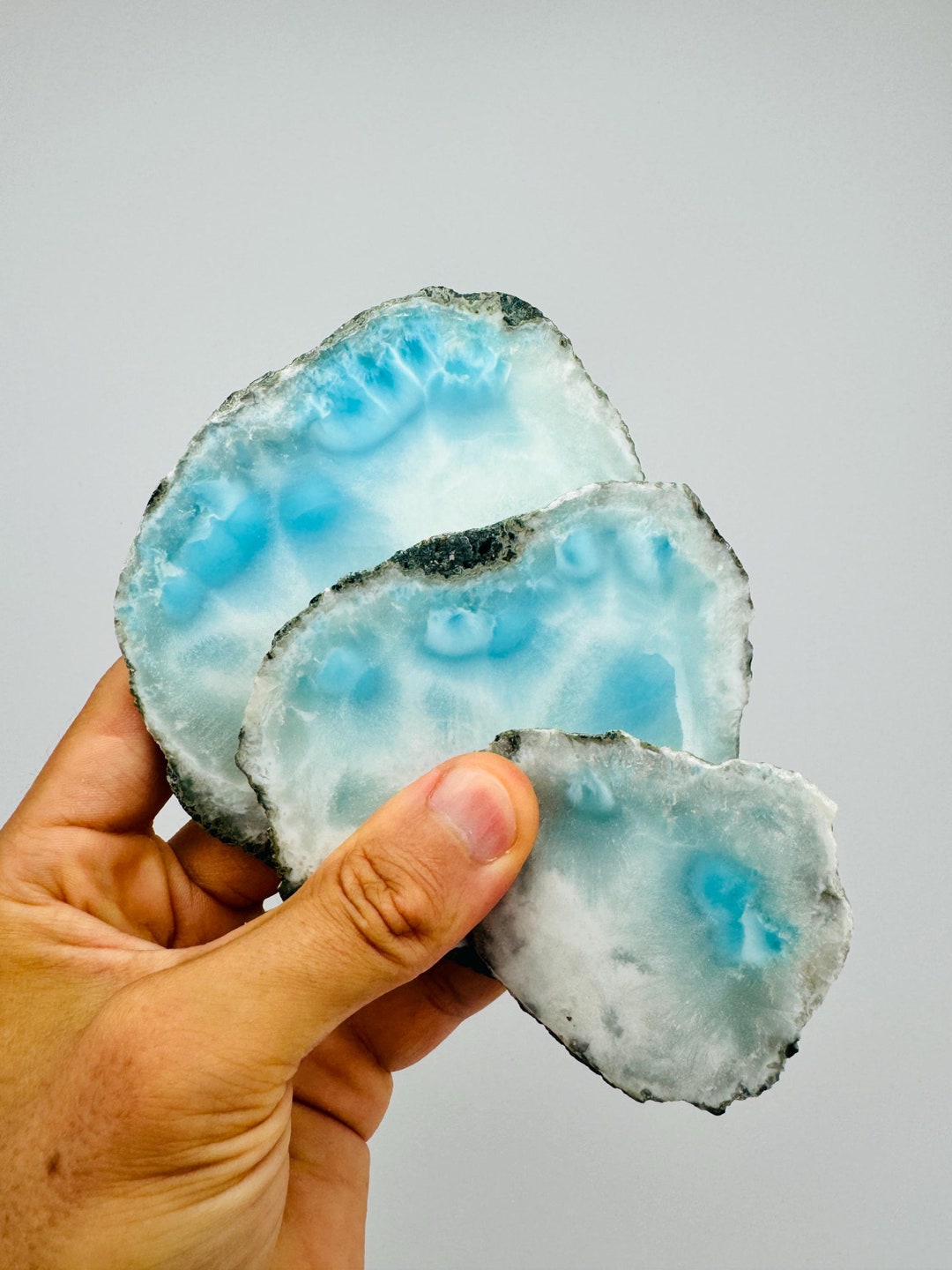 Larimar Geode Slabs Set,aaa Larimar,raw Larimar,meditation Stone ...