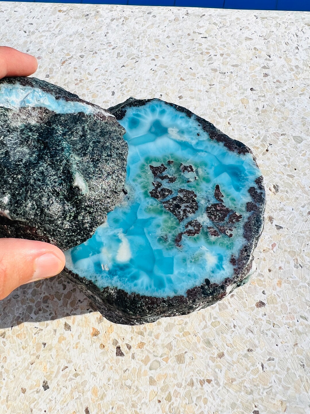 Big Rare Super Blue Larimar Geode,larimar Sphere,aaa Larimar,meditation ...