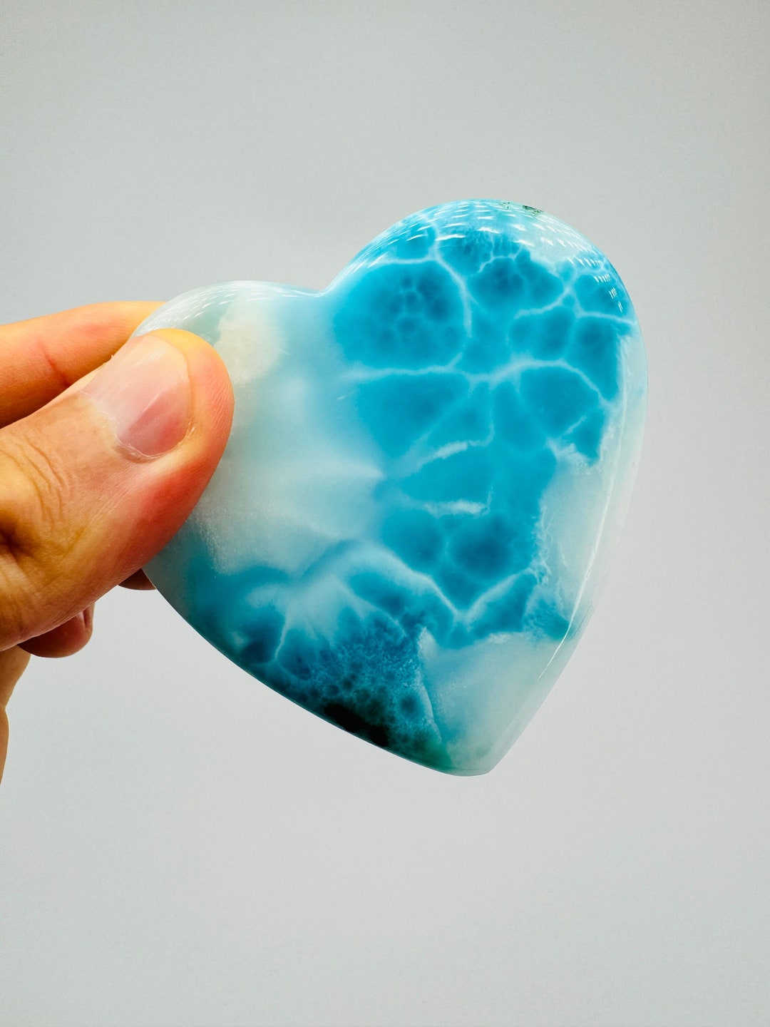 Big Super Blue Larimar Heart,aaa Larimar,meditation Stone,stone Heart ...