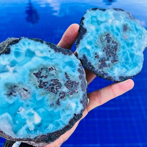 Big Rare Super Blue Larimar Geode,larimar Sphere,aaa Larimar,meditation ...