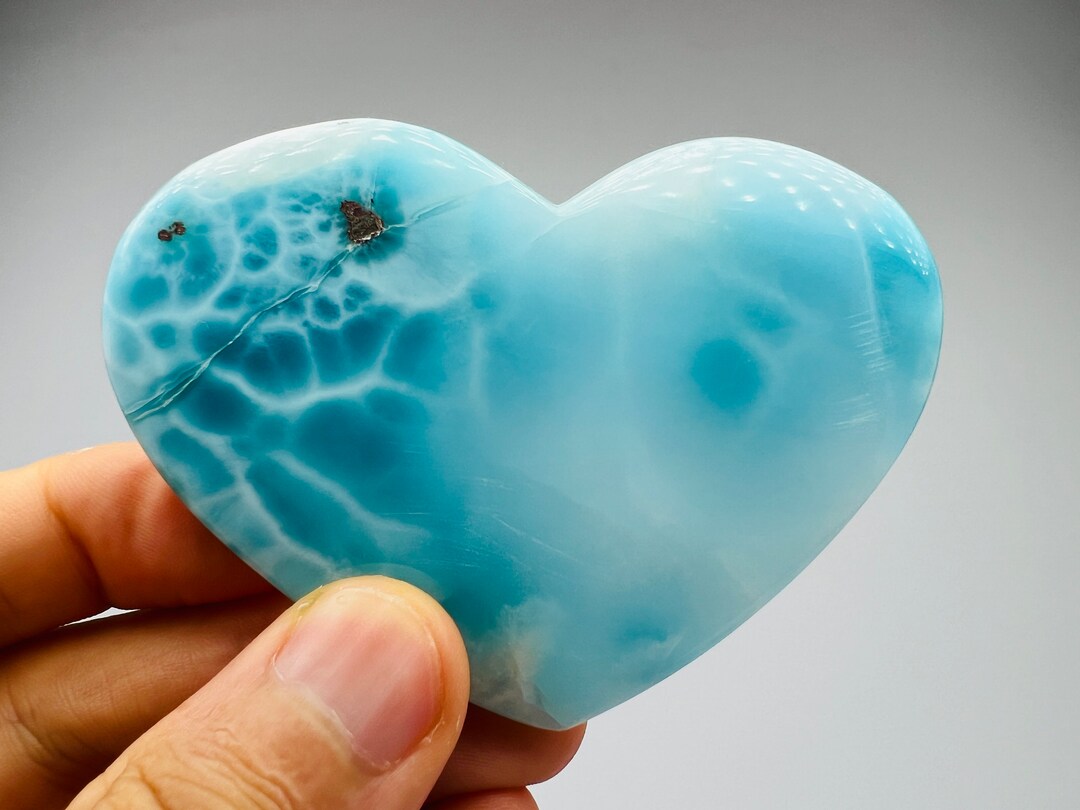 Larimar Heart,aaa Larimar,larimar Palm Stone,meditation Stone,natural ...