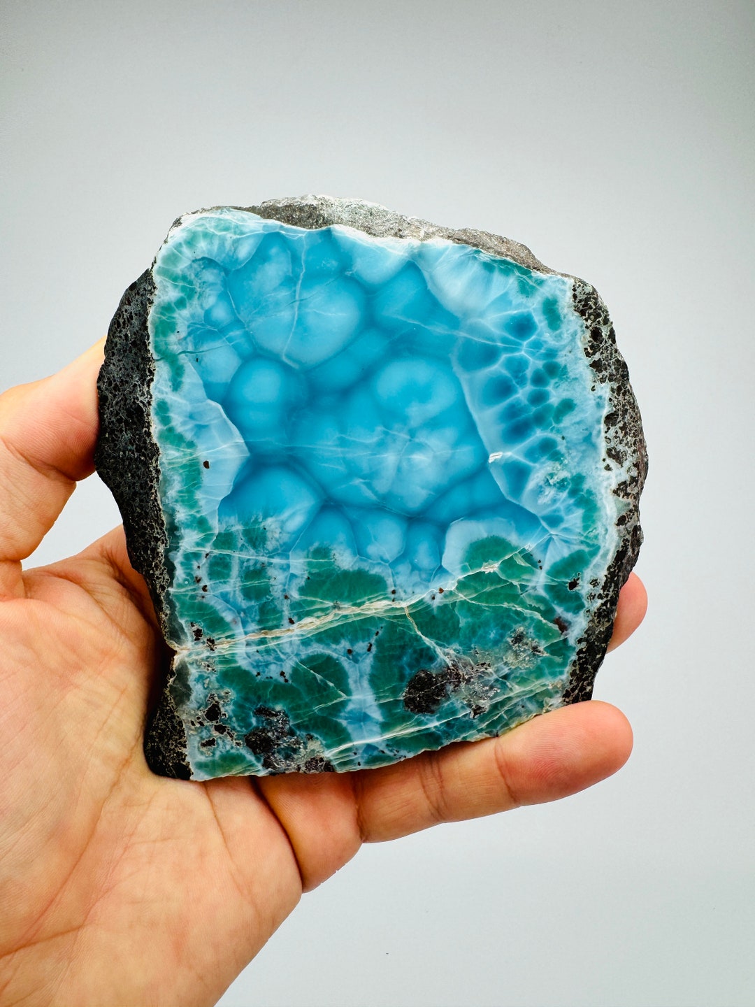 Magnificent Super Blue Larimar Slab With Copper,aaa Larimar,copper ...