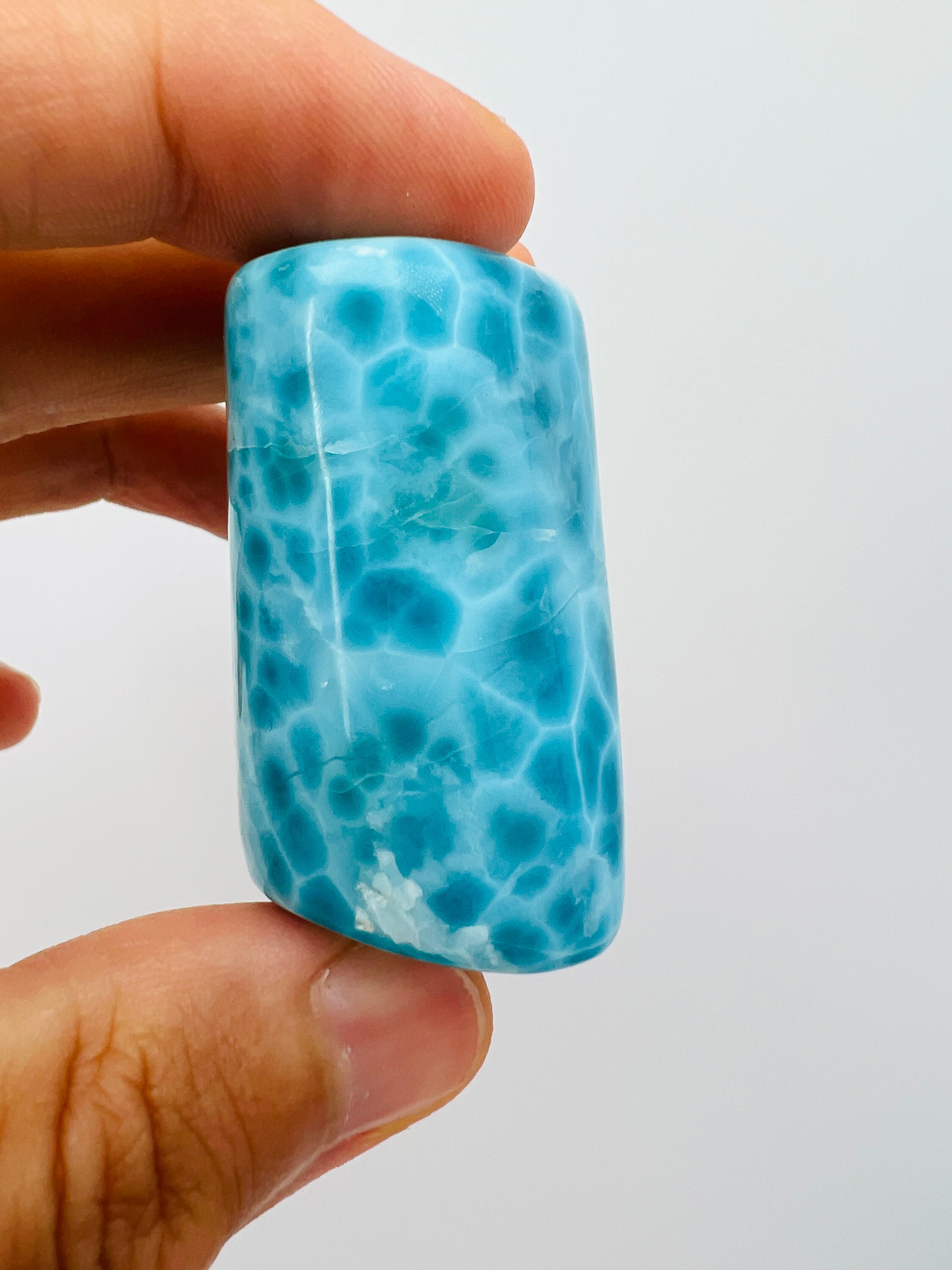 Exquisite Super Blue Larimar Tube,aaa Larimar,meditation Stone,palm ...