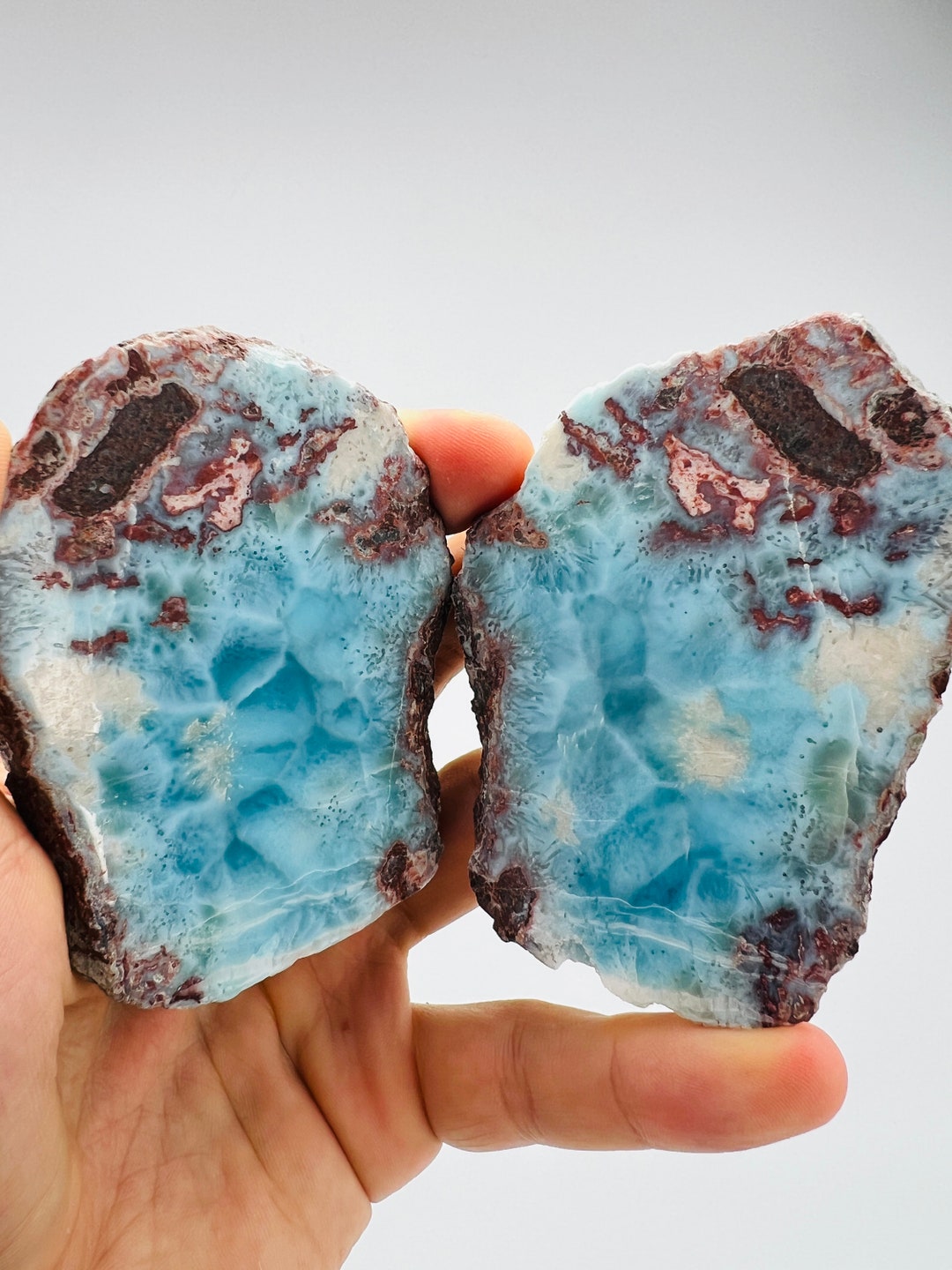 Beautiful Raw Larimar Pair,aaa Larimar,meditation Stone,larimar Stone ...