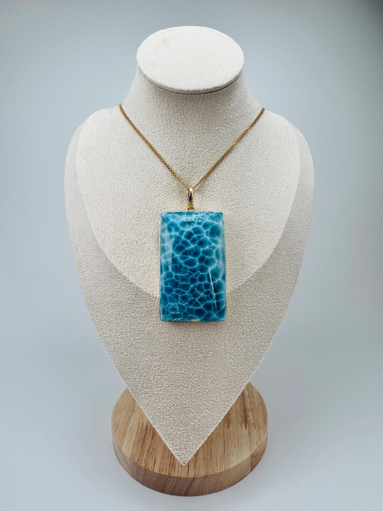 Super Blue Larimar 14K Gold Pendant – Custom-made for You | One-of-a ...