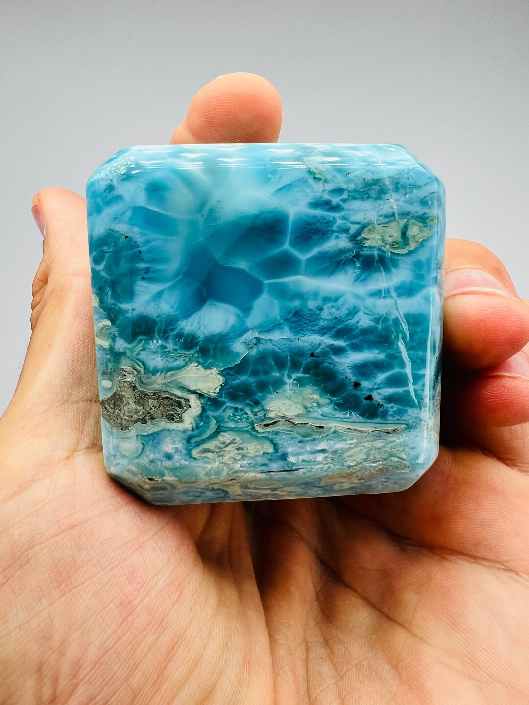 Amazing Big Super Blue Larimar Cube,aaa Larimar,meditation Stone ...