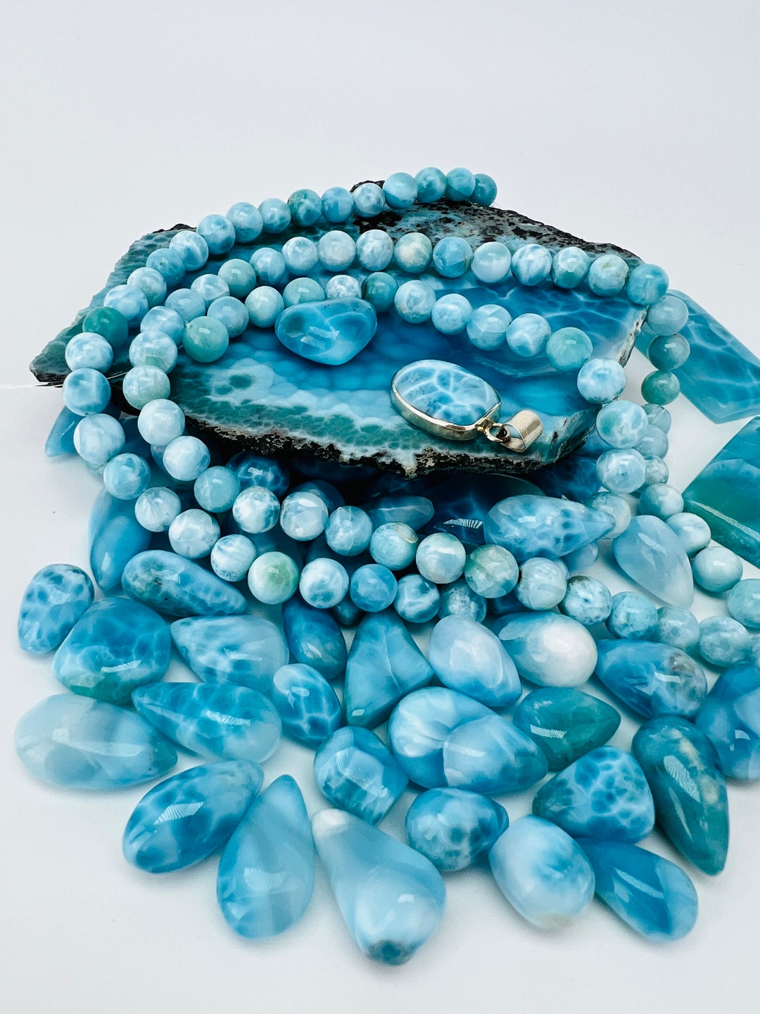 Larimar Bead Strand 16",aaa Larimar,larimar Jewelry,larimar Sphere ...